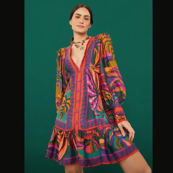 FARM Rio | Dresses | Nwot Farm Rio Graphic Foliage Lenzing Ecovero ...